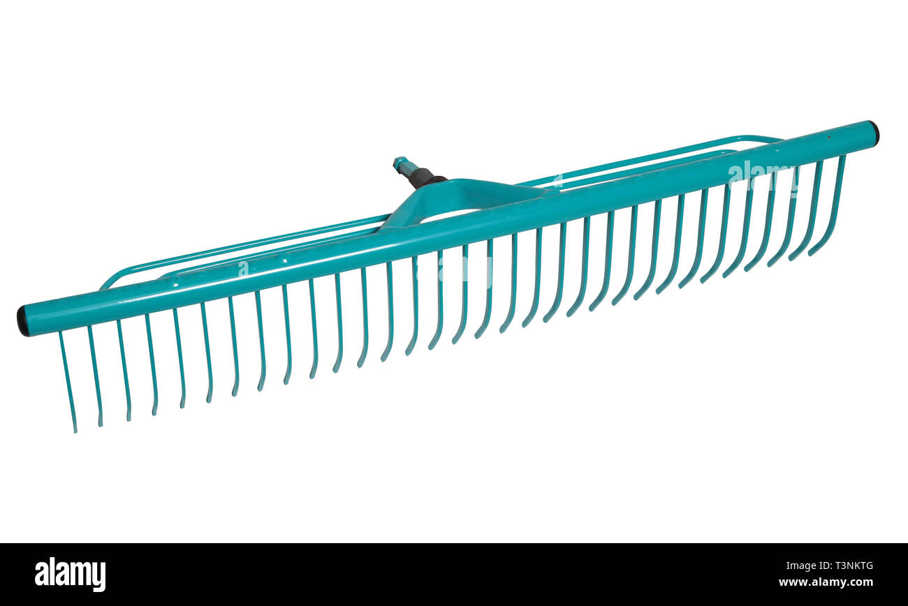 metal rake for cultivator isolated on white background Stock Photo - Alamy