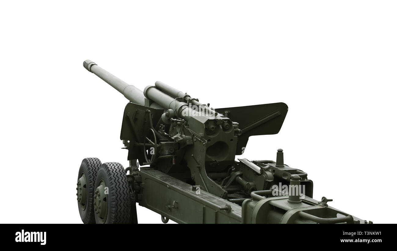World War II Soviet cannon isolated on white background. Clipping path ...