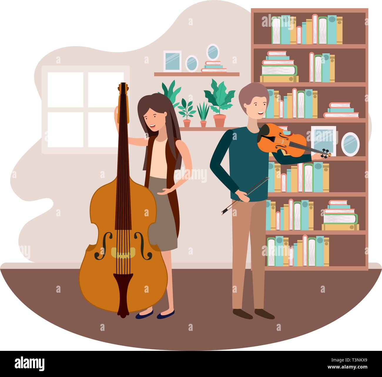 Musical instruments in room Stock Vector Images - Alamy