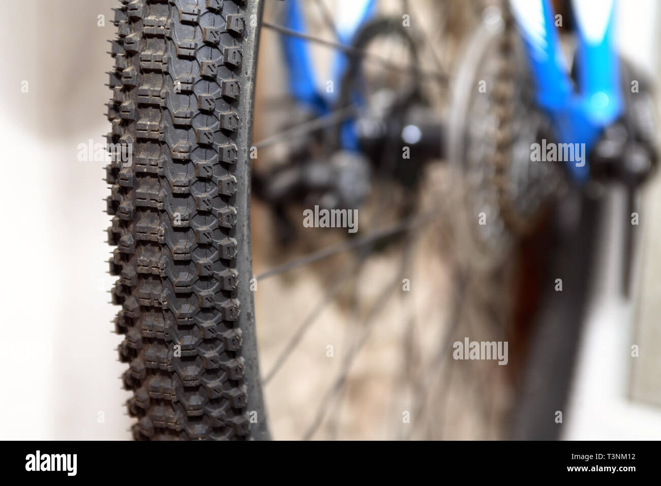 Closeup of real working wheel modern off-road bicycle Stock Photo - Alamy