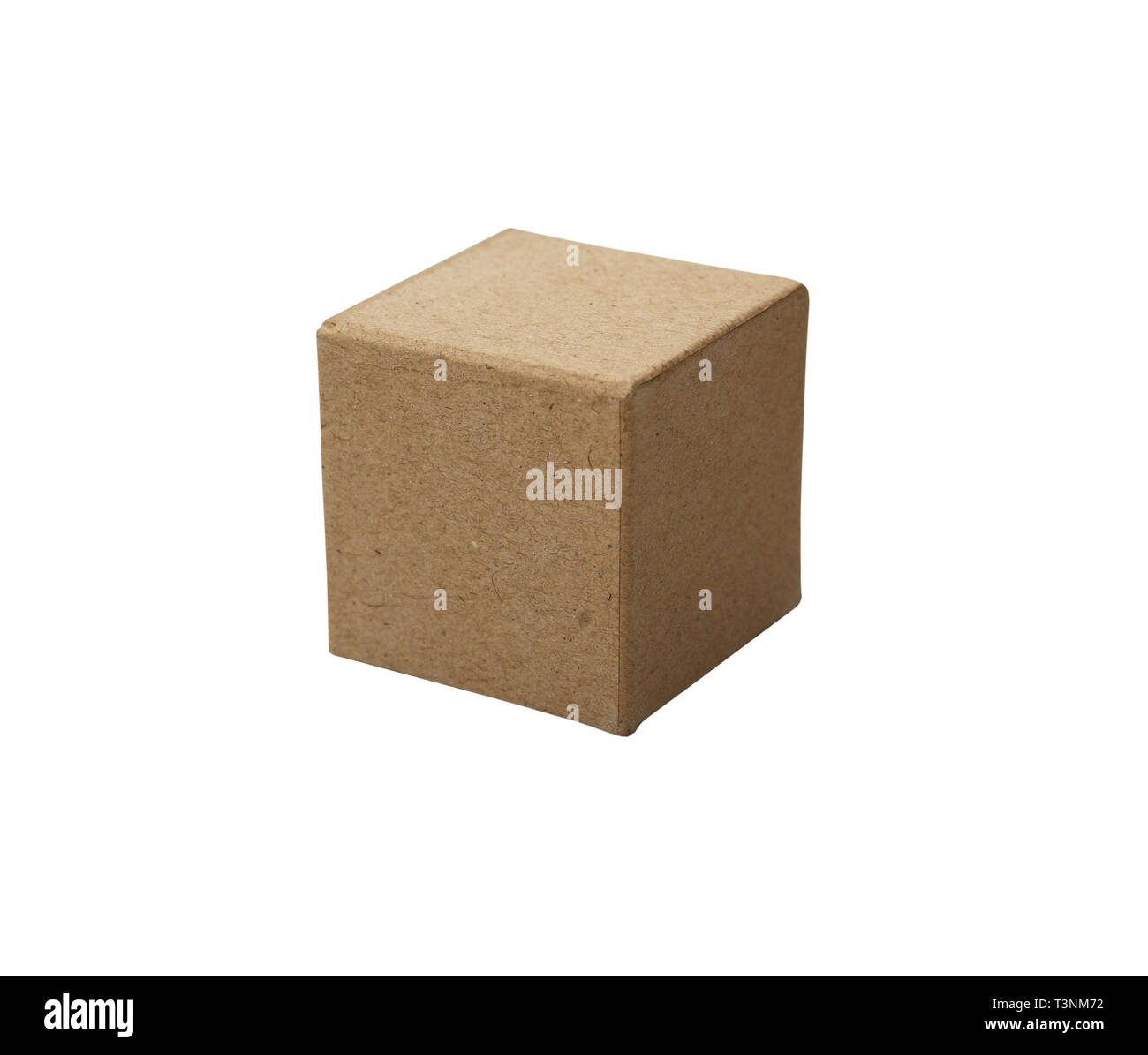One brown cardboard cube isolated on white background with clipping ...