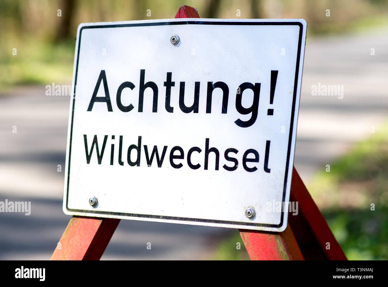Traffic sign warning wildwechsel hi-res stock photography and images ...