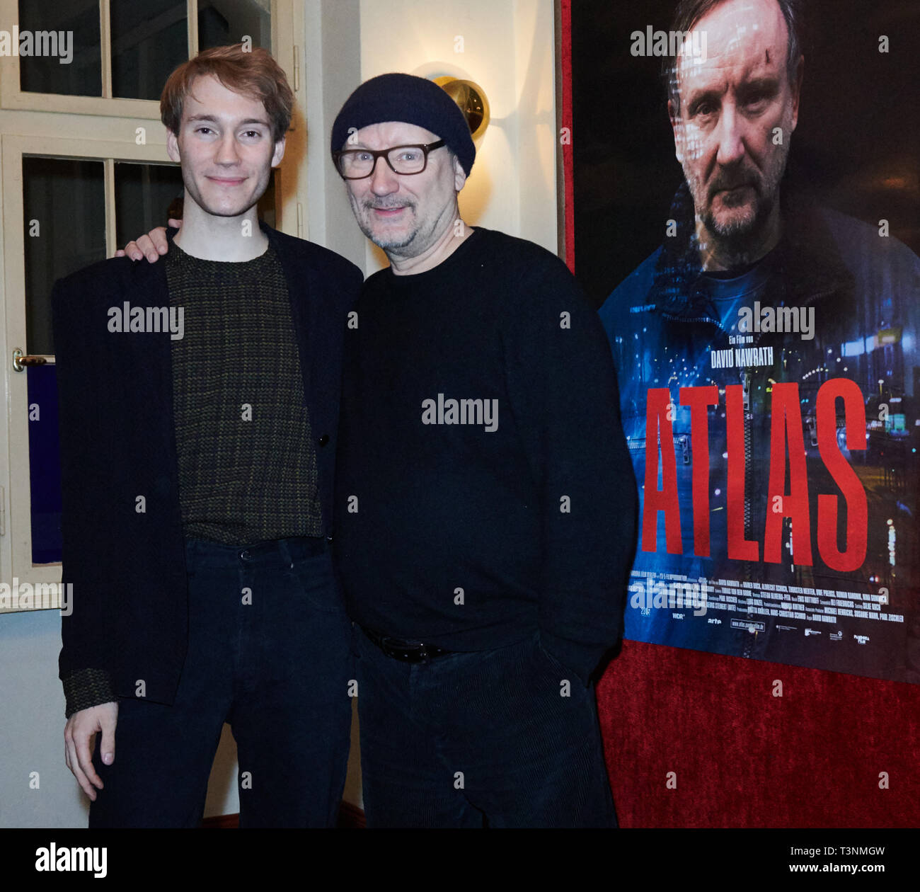 Berlin, Germany. 10th Apr, 2019. The actor Rainer Bock (r) and his son ...