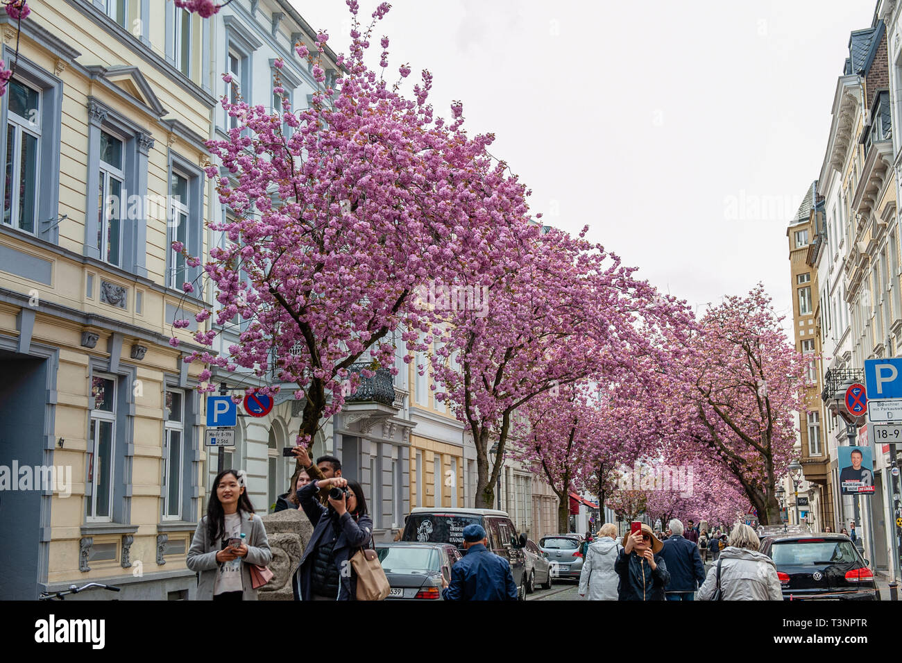 Bonn, Rhine, Germany. 10th Apr, 2019. A group of young tourists seen ...