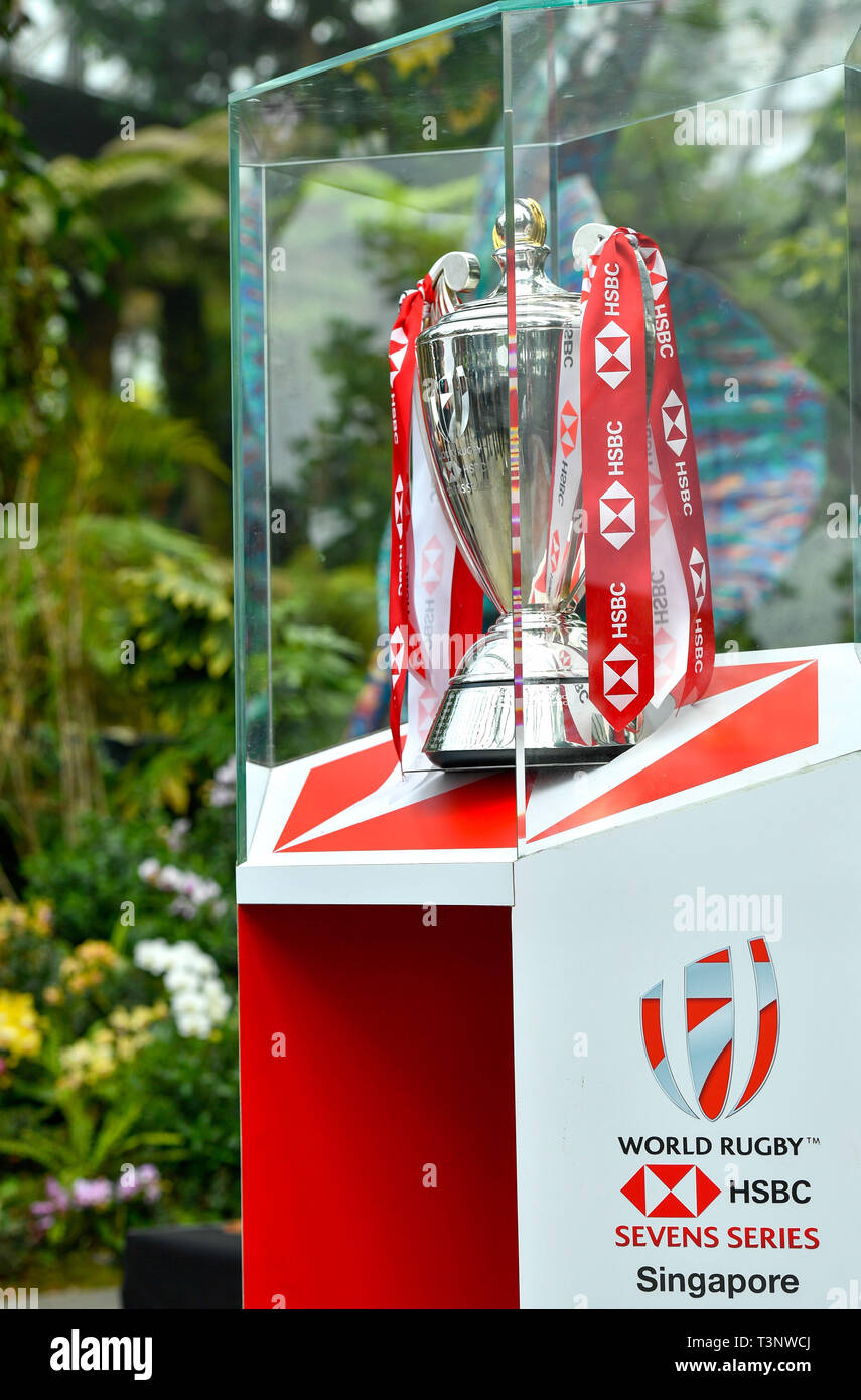 Singapore, Singapore. 10th Apr, 2019. The Trophy on display during the ...