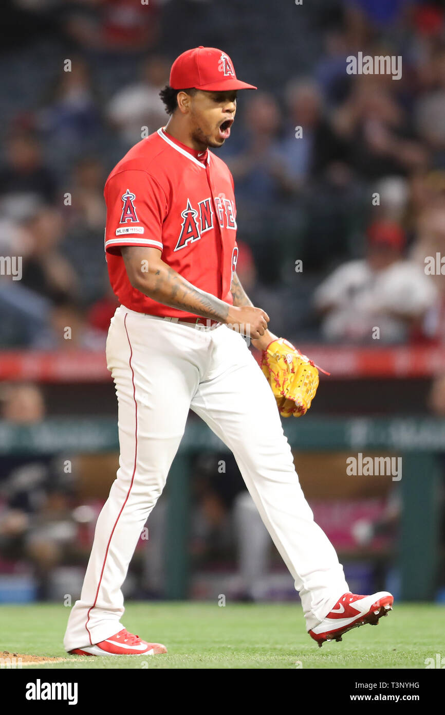 Anaheim, California, USA. 10th Apr 2019. Los Angeles Angels relief ...