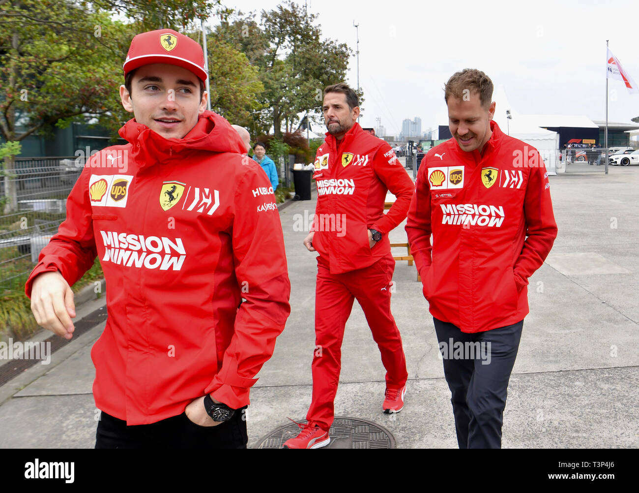 Shanghai, China. 11th Apr, 2019. Charles Leclerc, Sebastian Vettel ...
