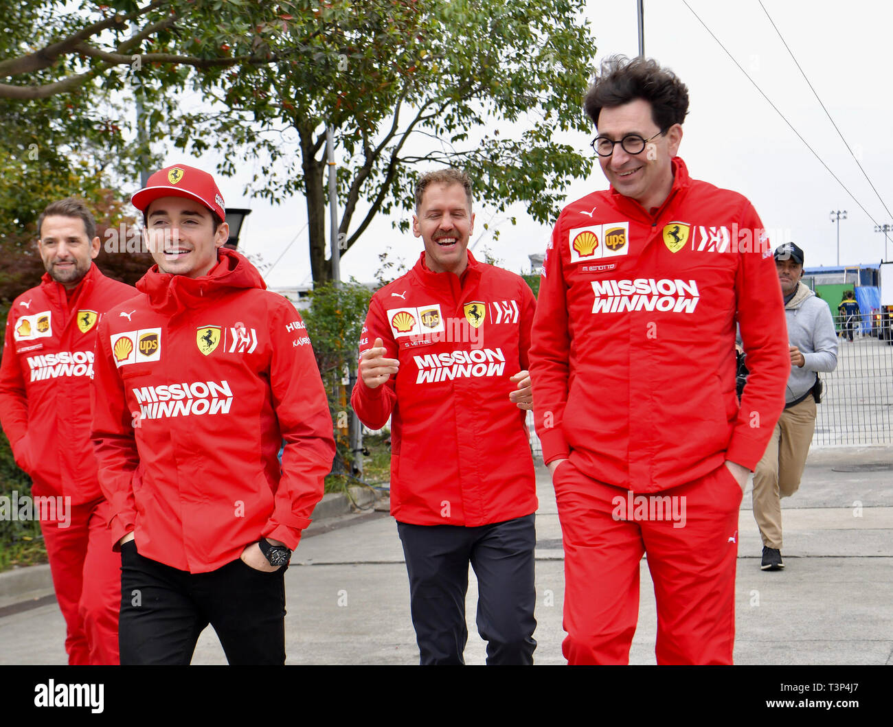 Shanghai, China. 11th Apr, 2019. Charles Leclerc, Sebastian Vettel ...
