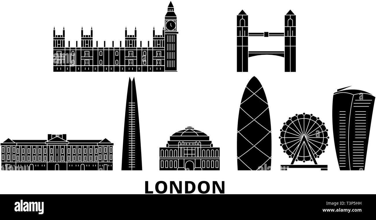 United Kingdom, London flat travel skyline set. United Kingdom, London ...