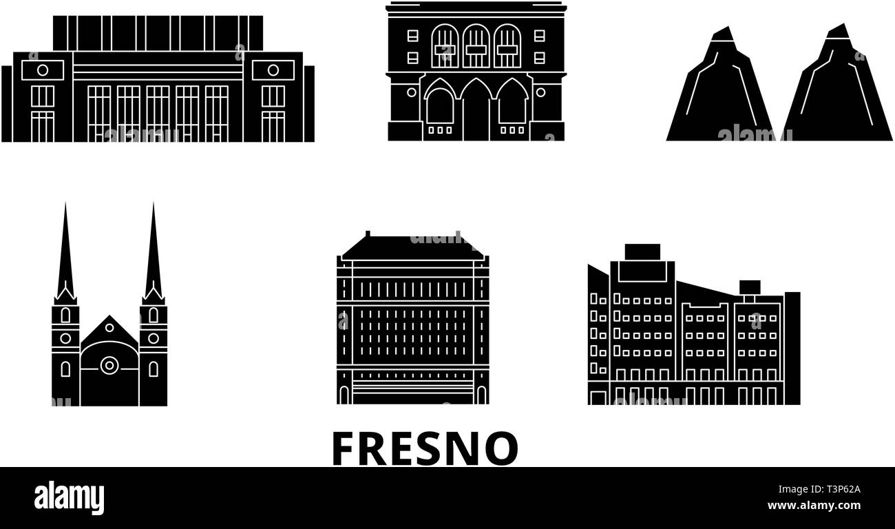 United States, Fresno flat travel skyline set. United States, Fresno ...