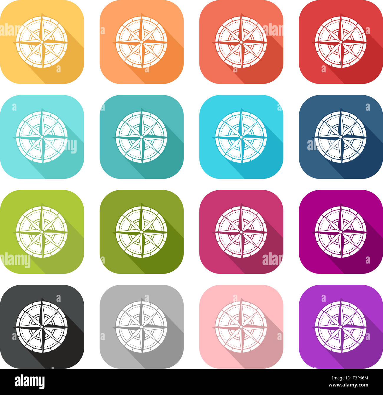 Set of coloured compass icons Stock Photo - Alamy