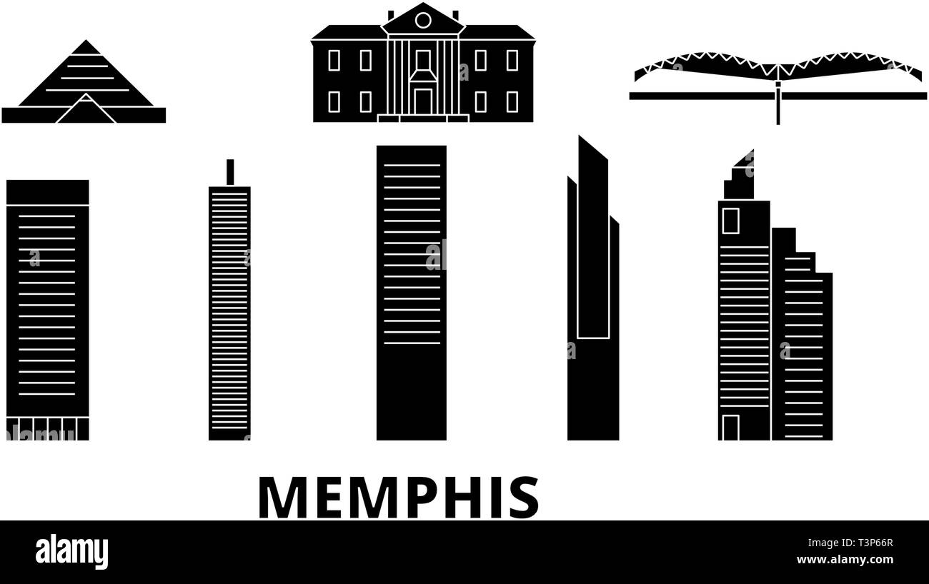 United States, Memphis flat travel skyline set. United States, Memphis ...