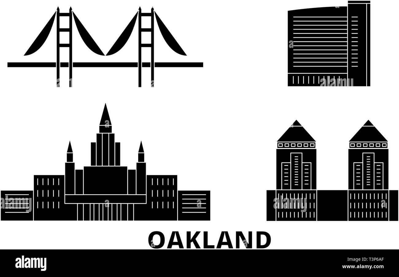 United States, Oakland flat travel skyline set. United States, Oakland ...