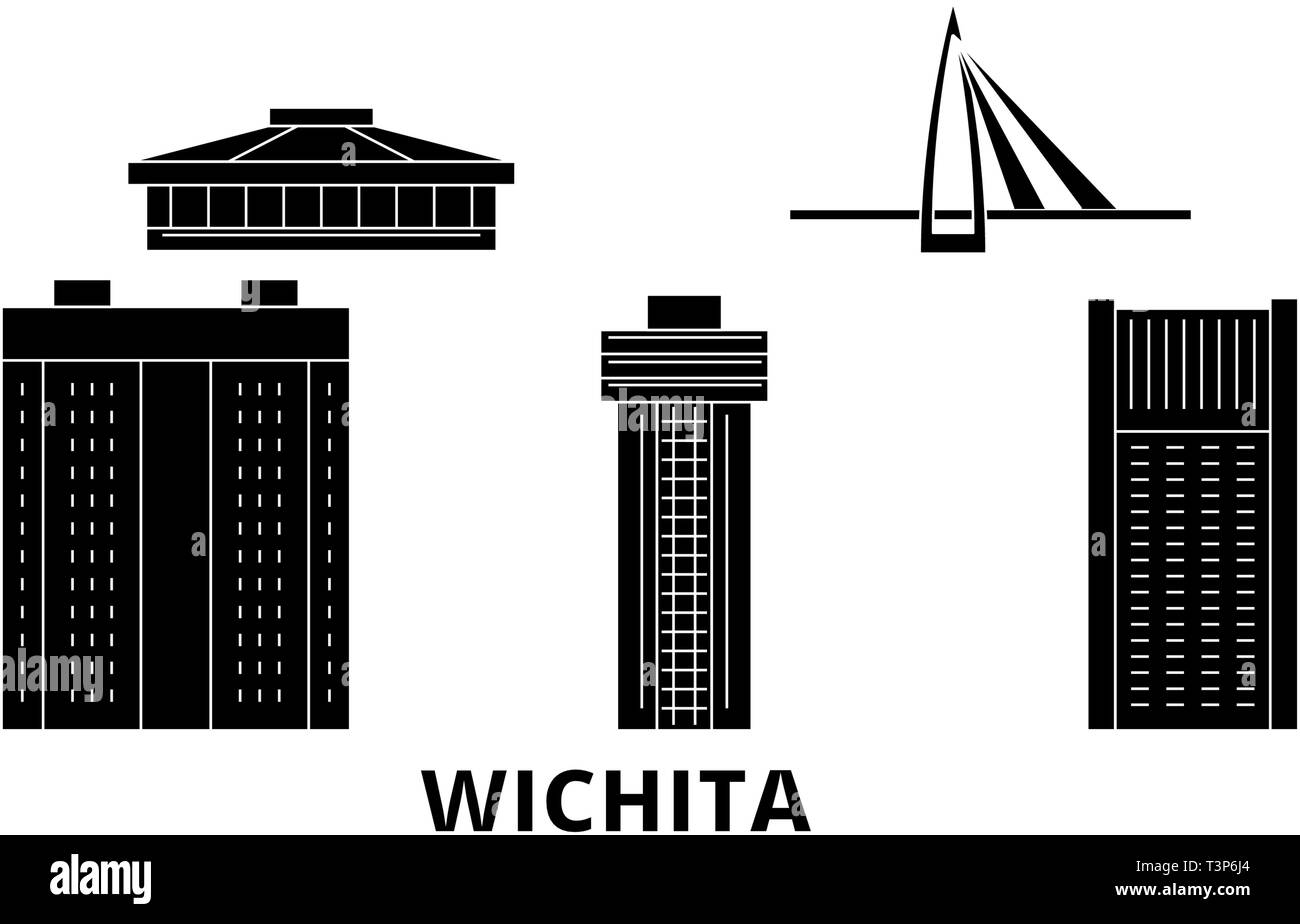 United States, Wichita flat travel skyline set. United States, Wichita ...