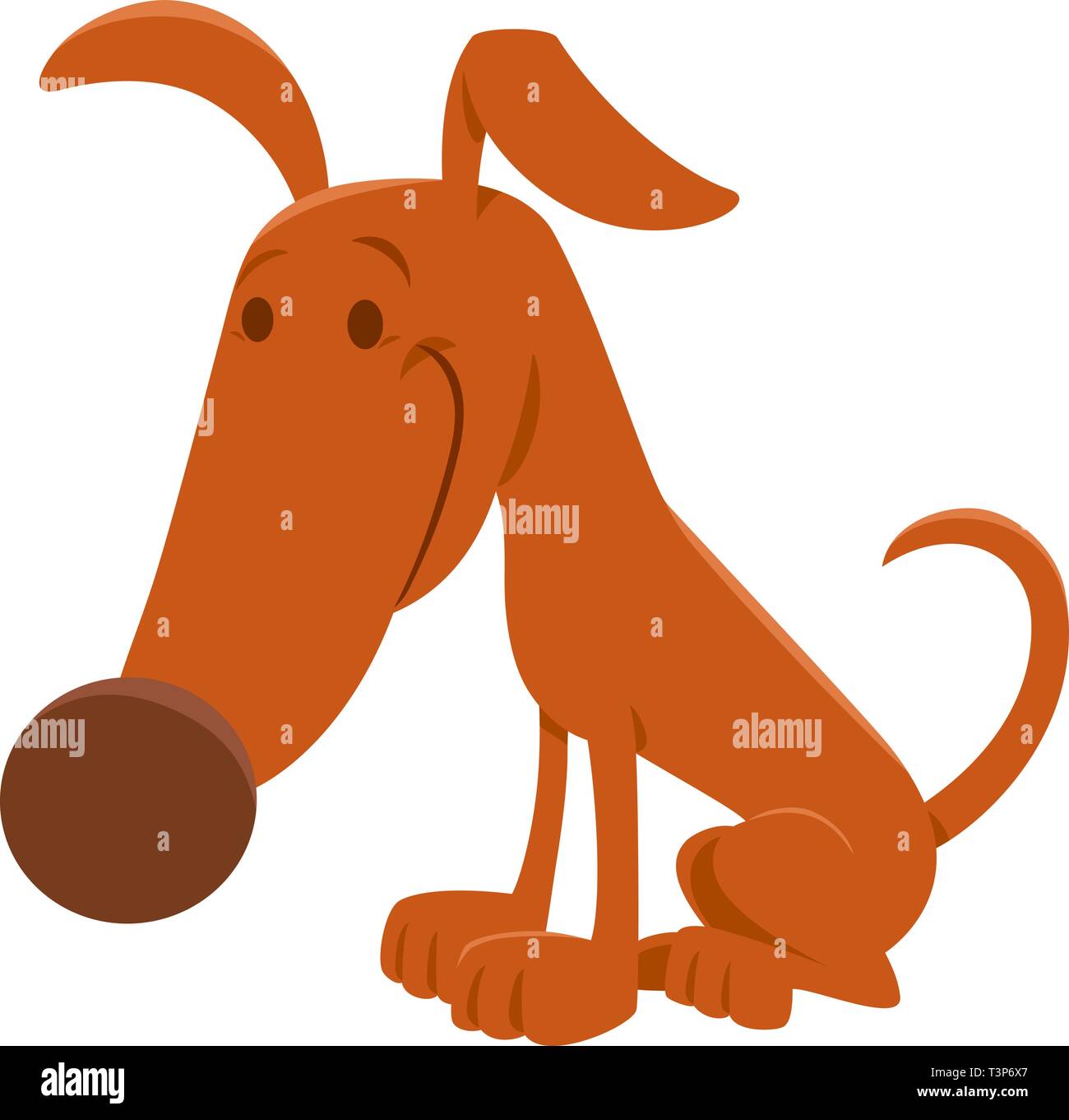 Cartoon Illustration of Funny Brown Dog or Puppy Animal Character Stock ...