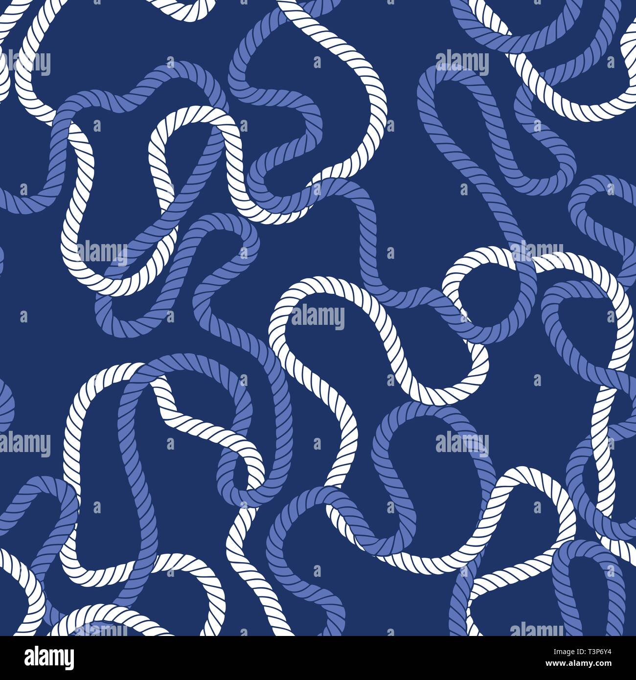 Intertwining Nautical Blue and White Ropes on Dark Blue Background ...