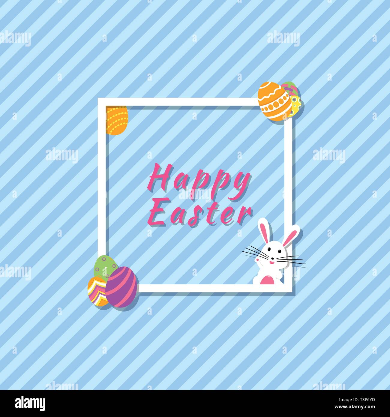 modern banner Funny and Colorful Happy Easter greeting card with rabbit ...