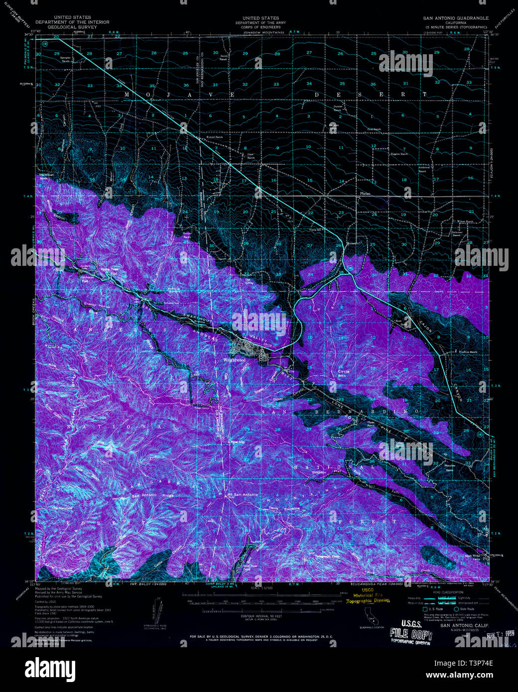 USGS TOPO Map California CA San Antonio 298846 1942 62500 Inverted ...