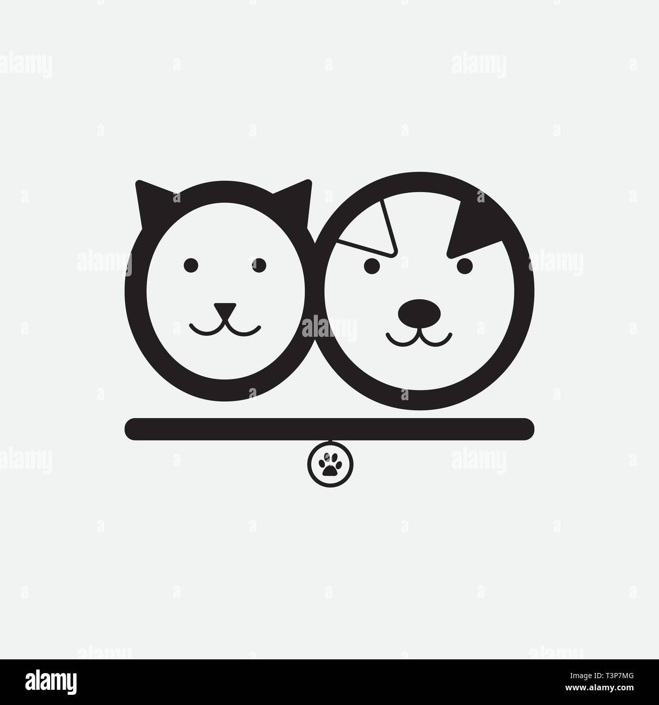 Cat and dog. Pet shop logo template in vector. Animal shelter emblem ...
