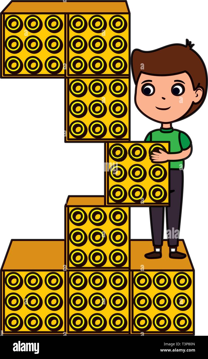 little boy with number one and toy pieces Stock Vector Image & Art - Alamy