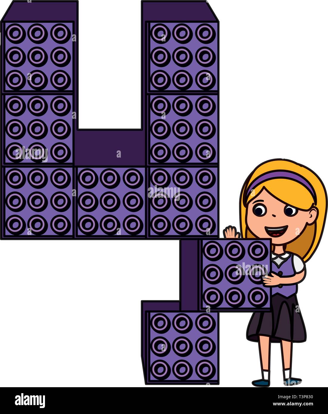 little girl with number four and toy pieces Stock Vector Image & Art ...
