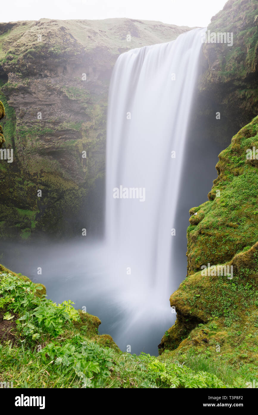 Skogafoss - waterfall in Iceland. Beautiful cascade of the river Skoga ...