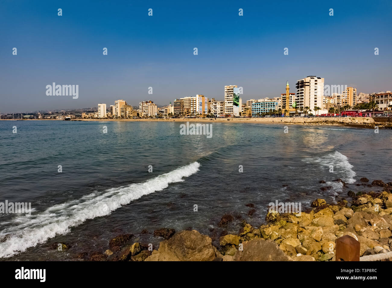 Sidon Saida skyline cityscape waterfront in South Lebanon Middle east ...