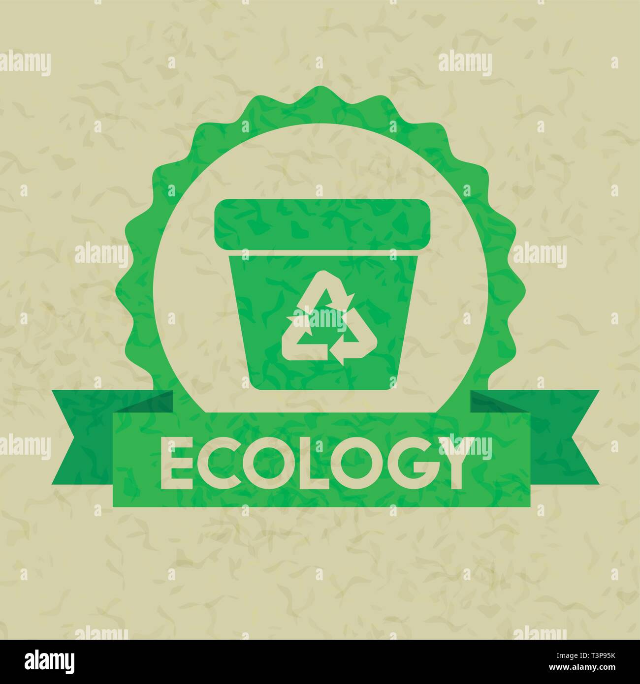 label with ecology recycle trash and ribbon Stock Vector Image & Art ...