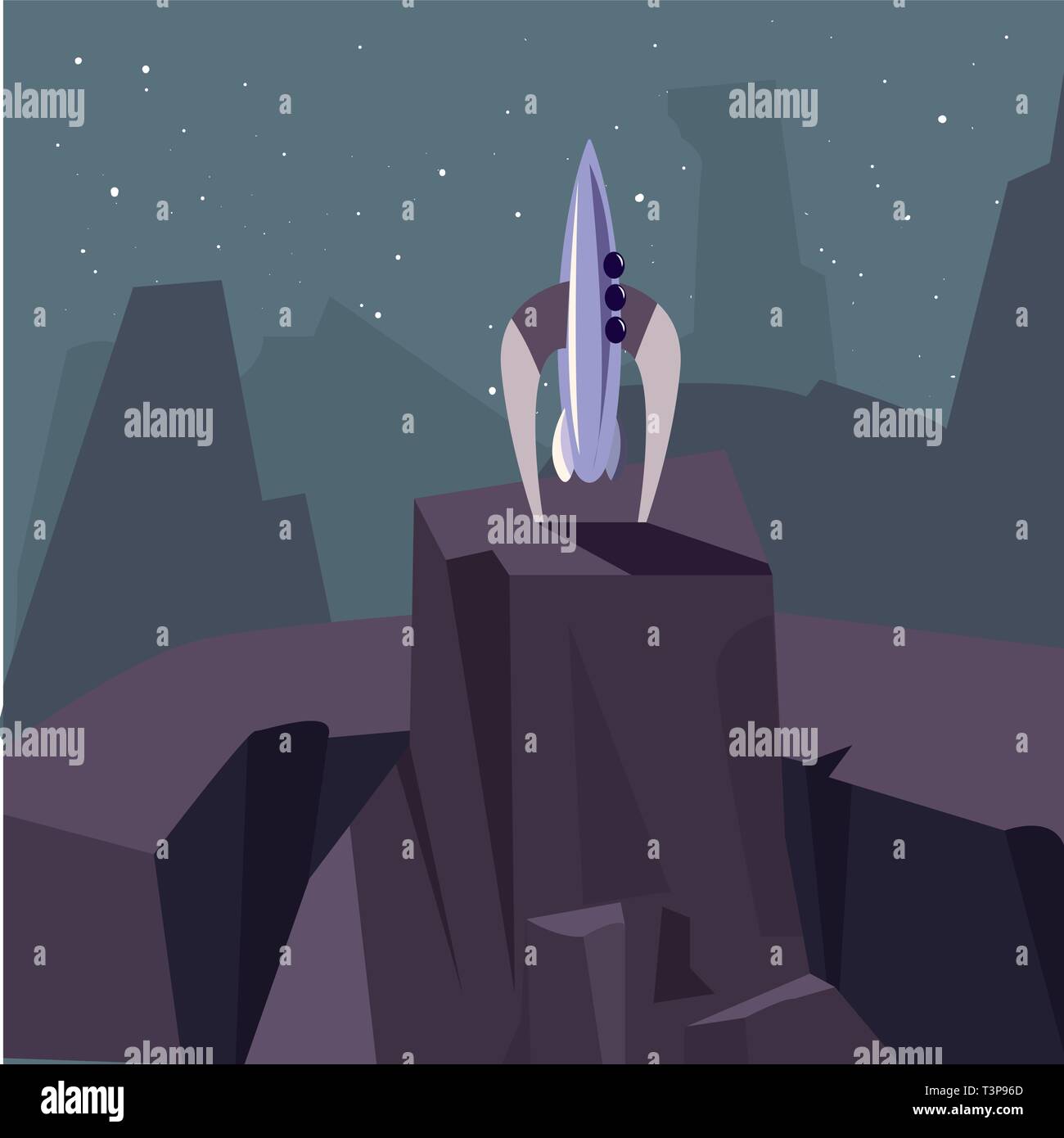 spaceship on planet surface explorer vector illustration Stock Vector ...