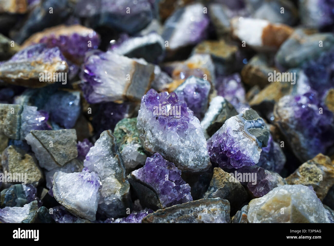 Amethyst crystals as background Stock Photo - Alamy