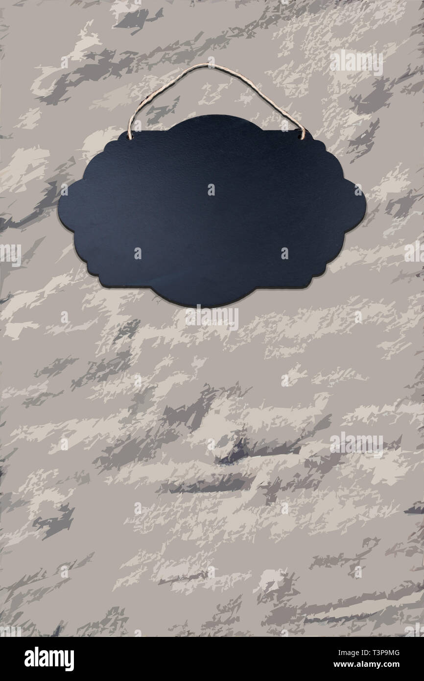 Black Empty Sign Board with string for hanging on wall Stock Photo - Alamy