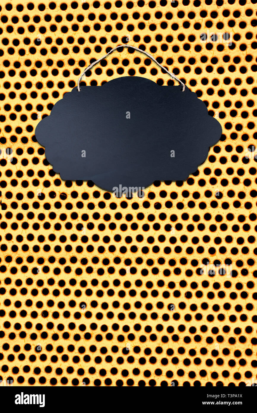 Black Empty Sign Board with string for hanging on wall Stock Photo - Alamy