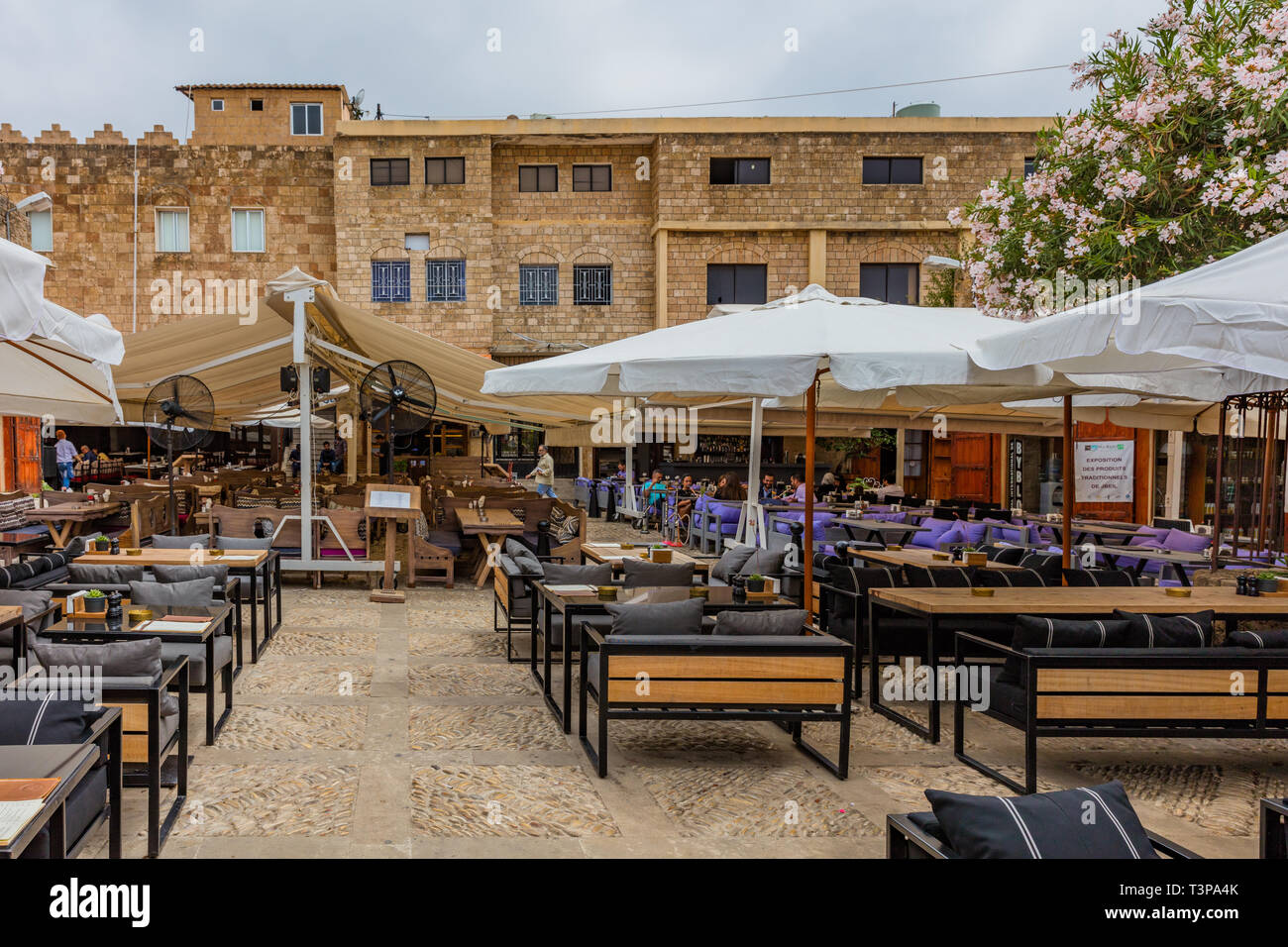 restaurants of Old Souk Byblos Jbeil in Lebanon Middle east Stock Photo ...