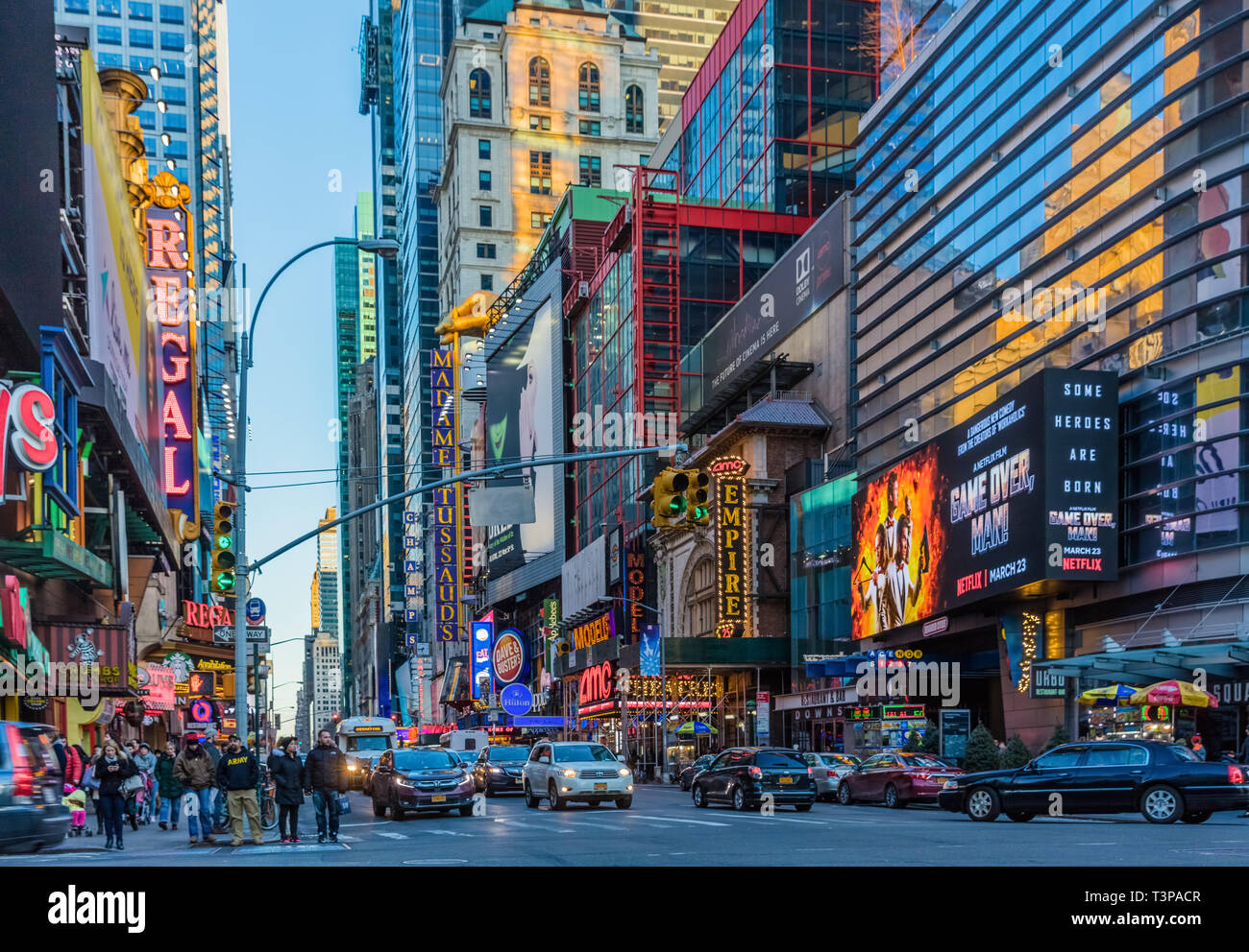 NEW YORK CITY- MARCH 26, 2018 : Theater District Broadway one of the ...