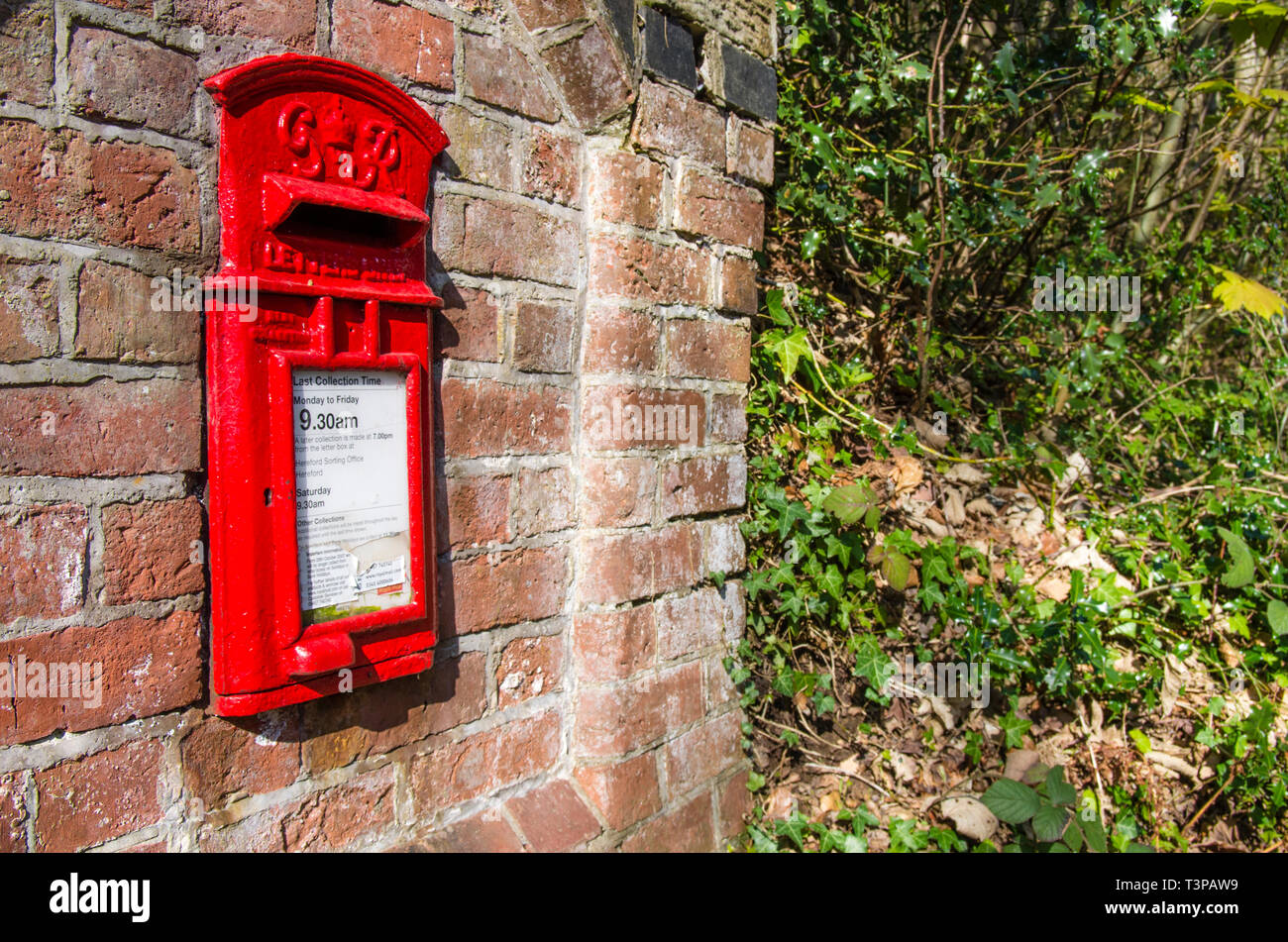 Royal Mail post box from the era of King George VI, in rural England ...