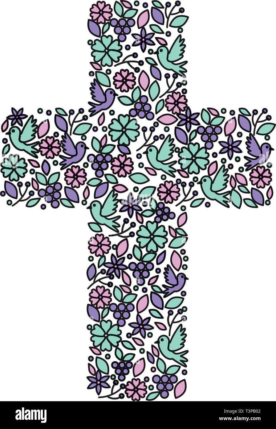 first communion cross floral decoration Stock Vector Image & Art - Alamy