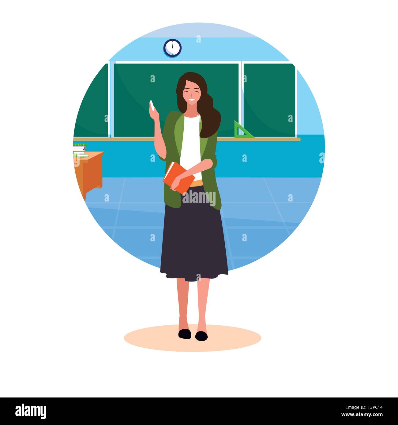 teacher female with frame of classroom vector illustration design Stock ...