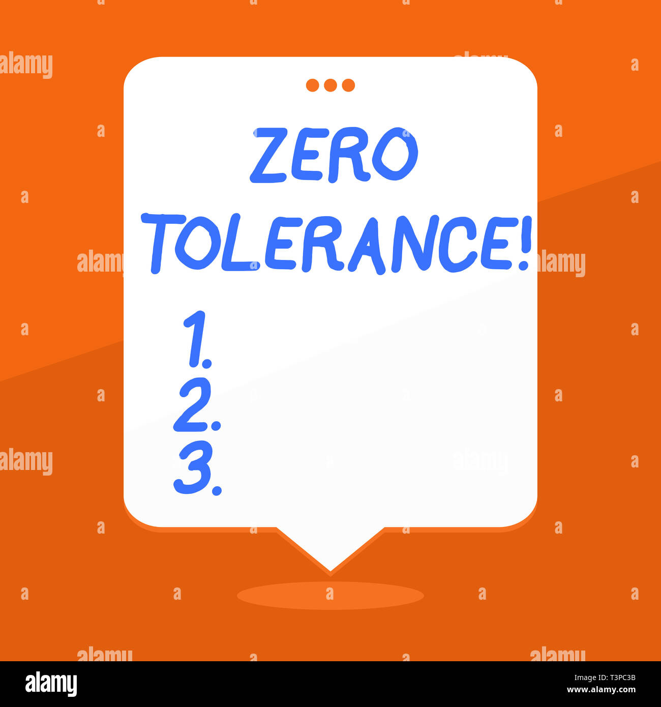 Handwriting text writing Zero Tolerance. Conceptual photo refusal ...