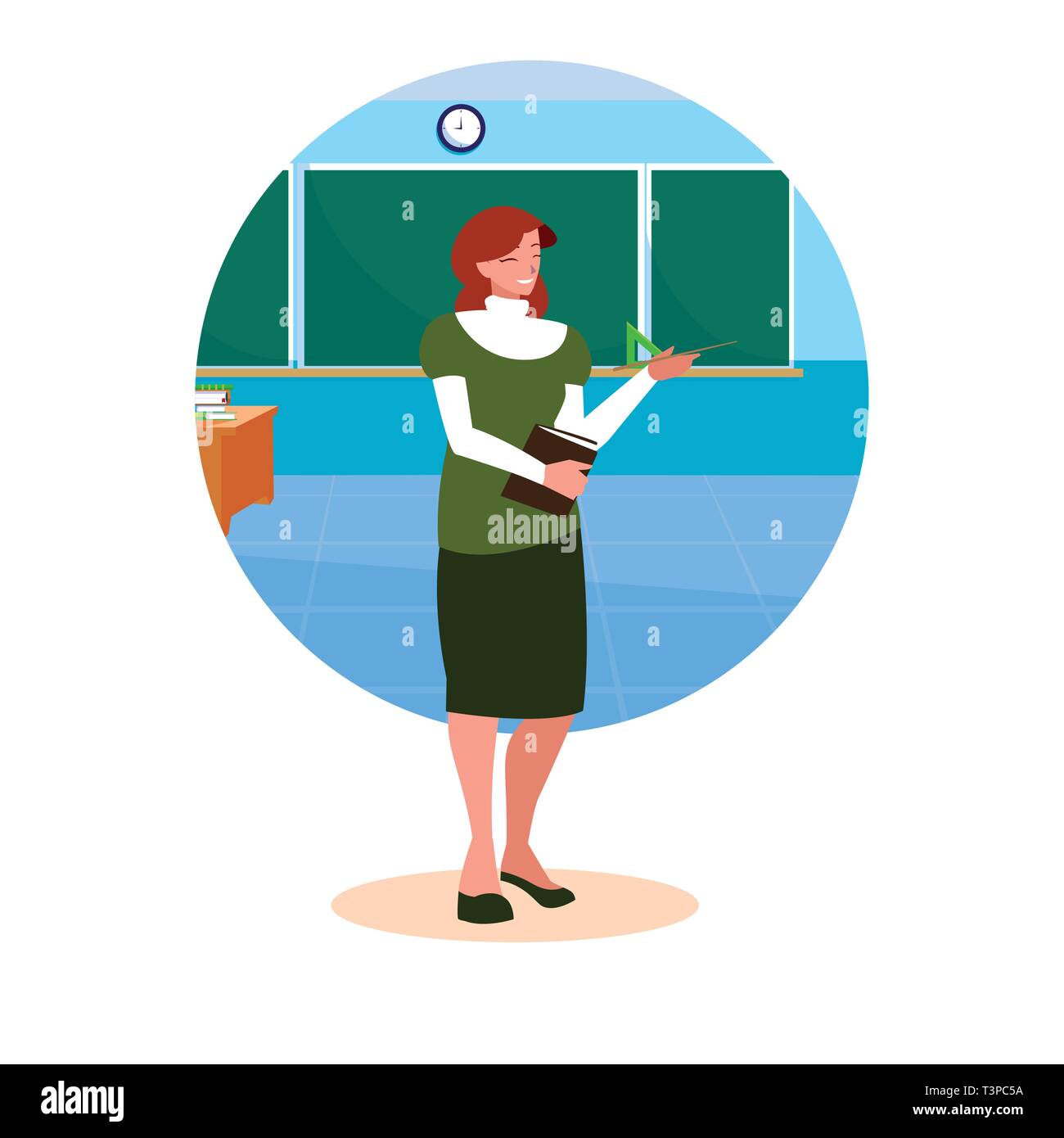 teacher female with frame of classroom vector illustration design Stock ...