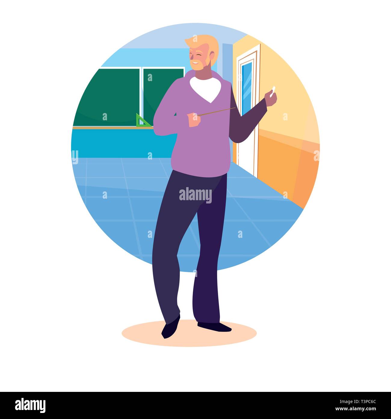 teacher man with frame of classroom vector illustration design Stock ...