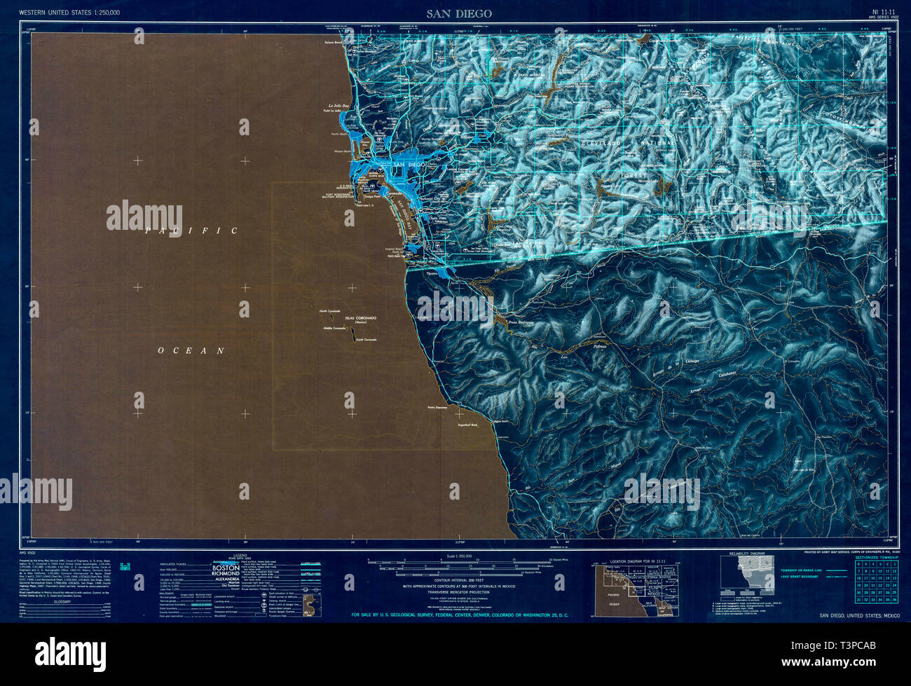 USGS TOPO Map California CA San Diego 707579 1954 250000 Inverted ...
