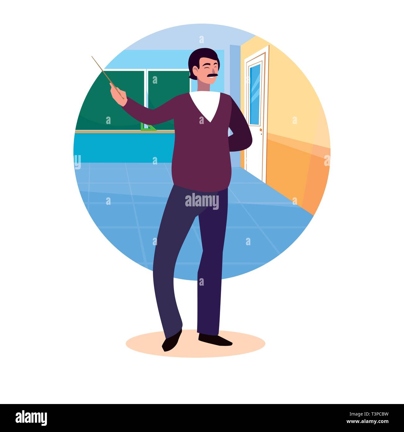 teacher man with frame of classroom vector illustration design Stock ...