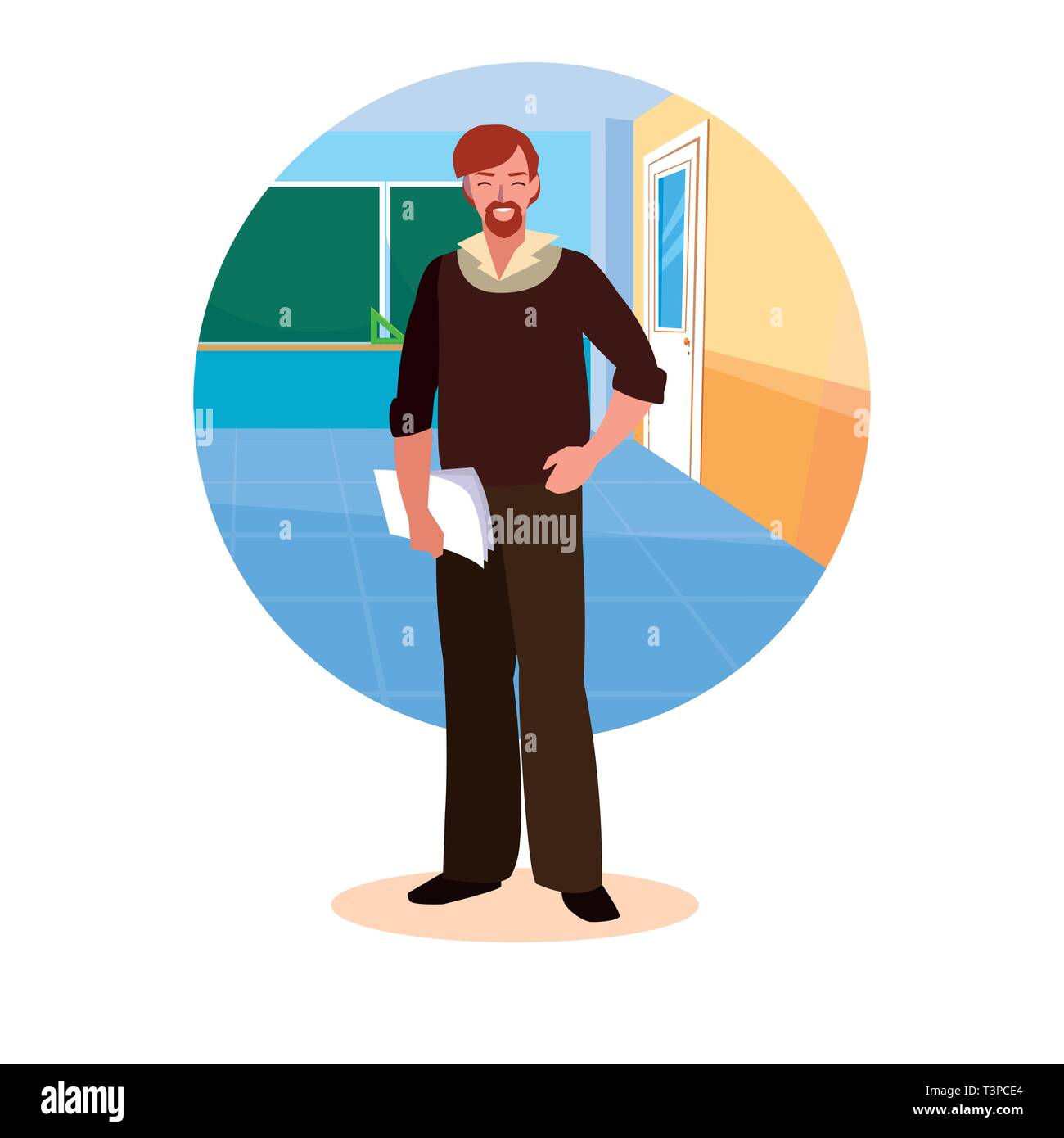 teacher man with frame of classroom vector illustration design Stock ...