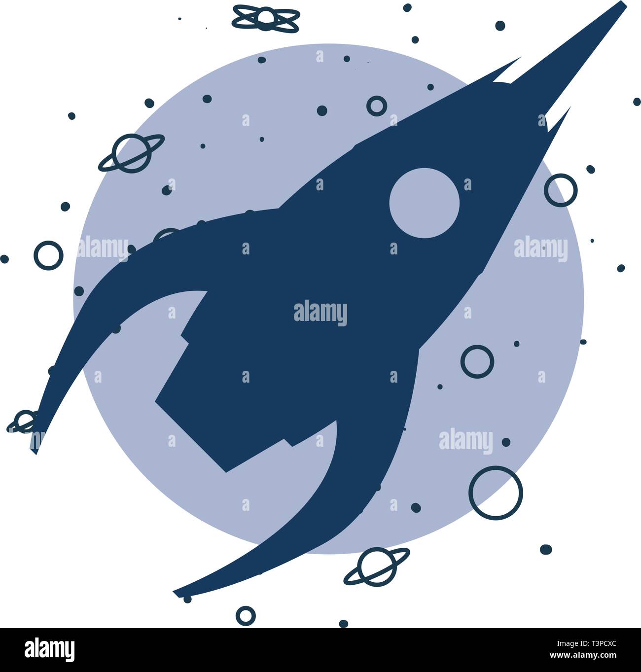 rocket spaceship cosmos planets cartoon vector illustration Stock ...