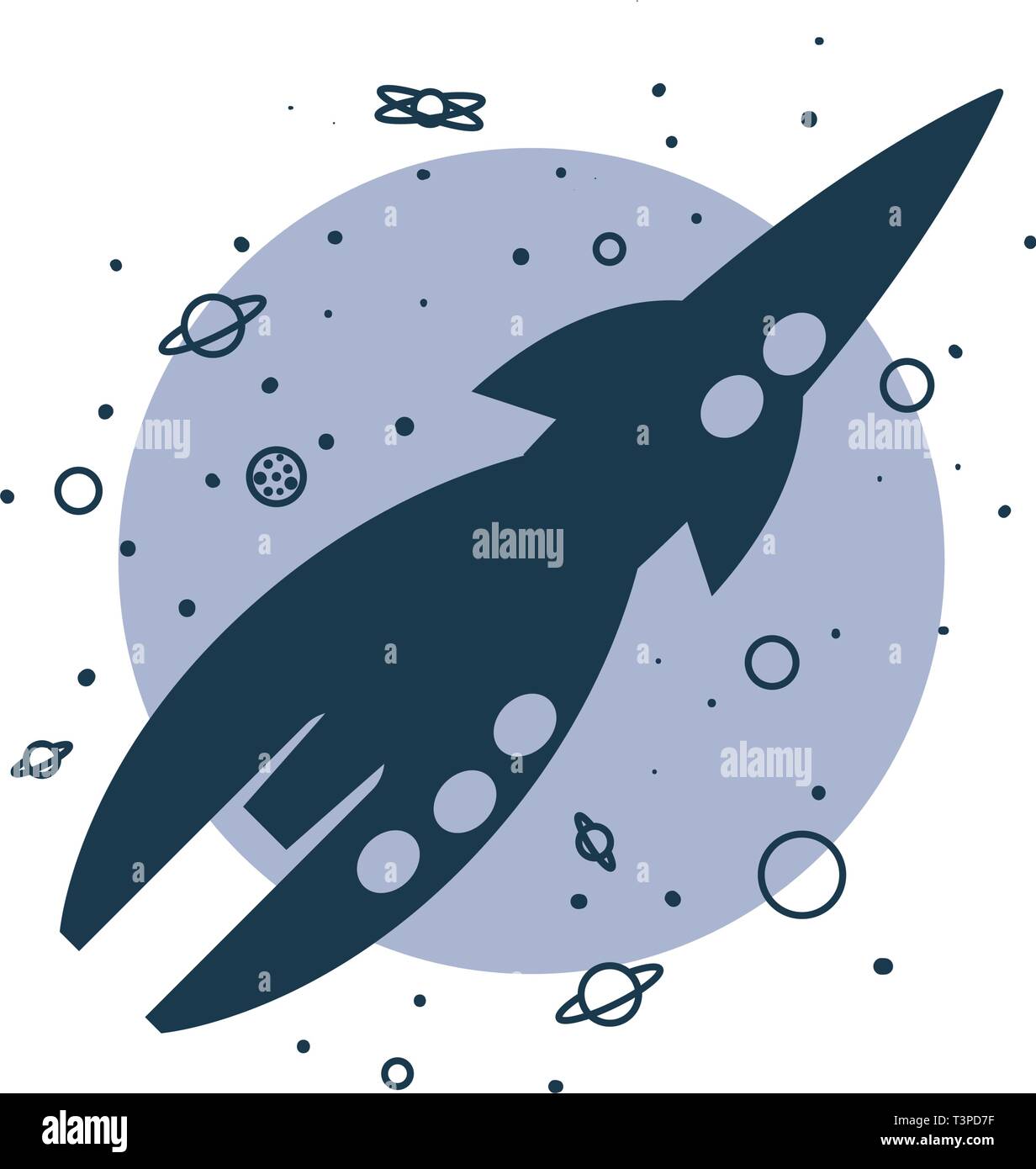 rocket spaceship cosmos planets cartoon vector illustration Stock ...