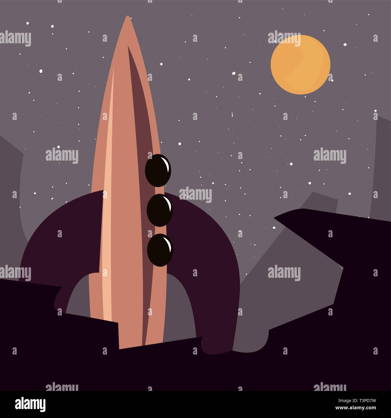 spaceship on planet surface explorer vector illustration Stock Vector ...
