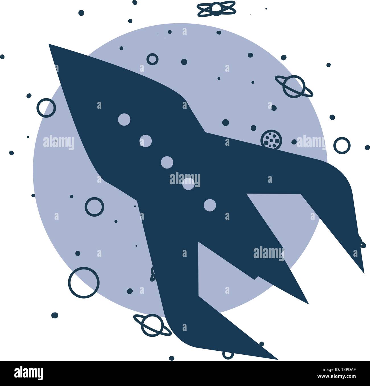 rocket spaceship cosmos planets cartoon vector illustration Stock ...