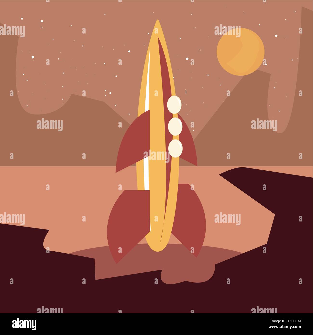 spaceship on planet surface explorer vector illustration Stock Vector ...