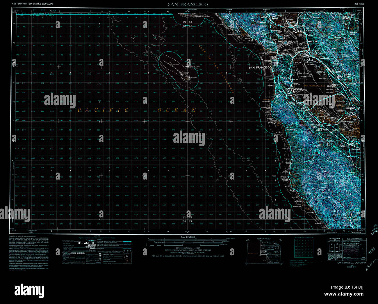 USGS TOPO Map California CA San Francisco 302120 1956 250000 Inverted ...