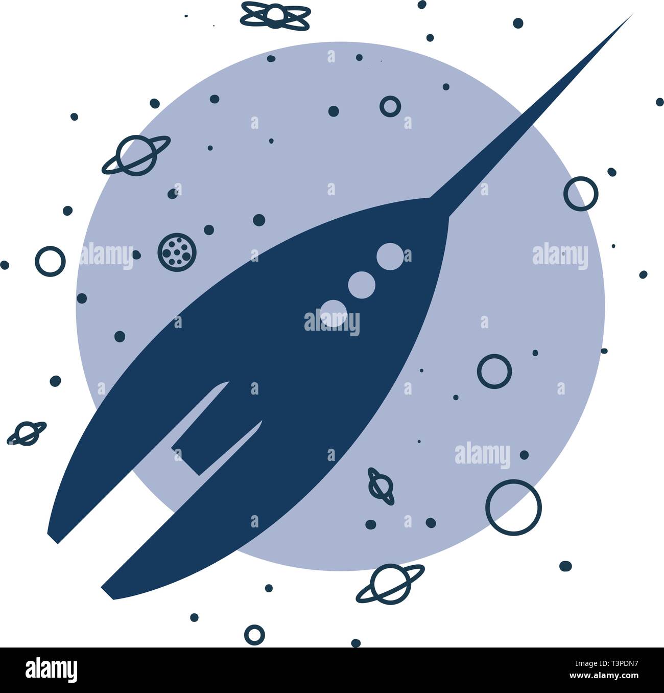 rocket spaceship cosmos planets cartoon vector illustration Stock ...